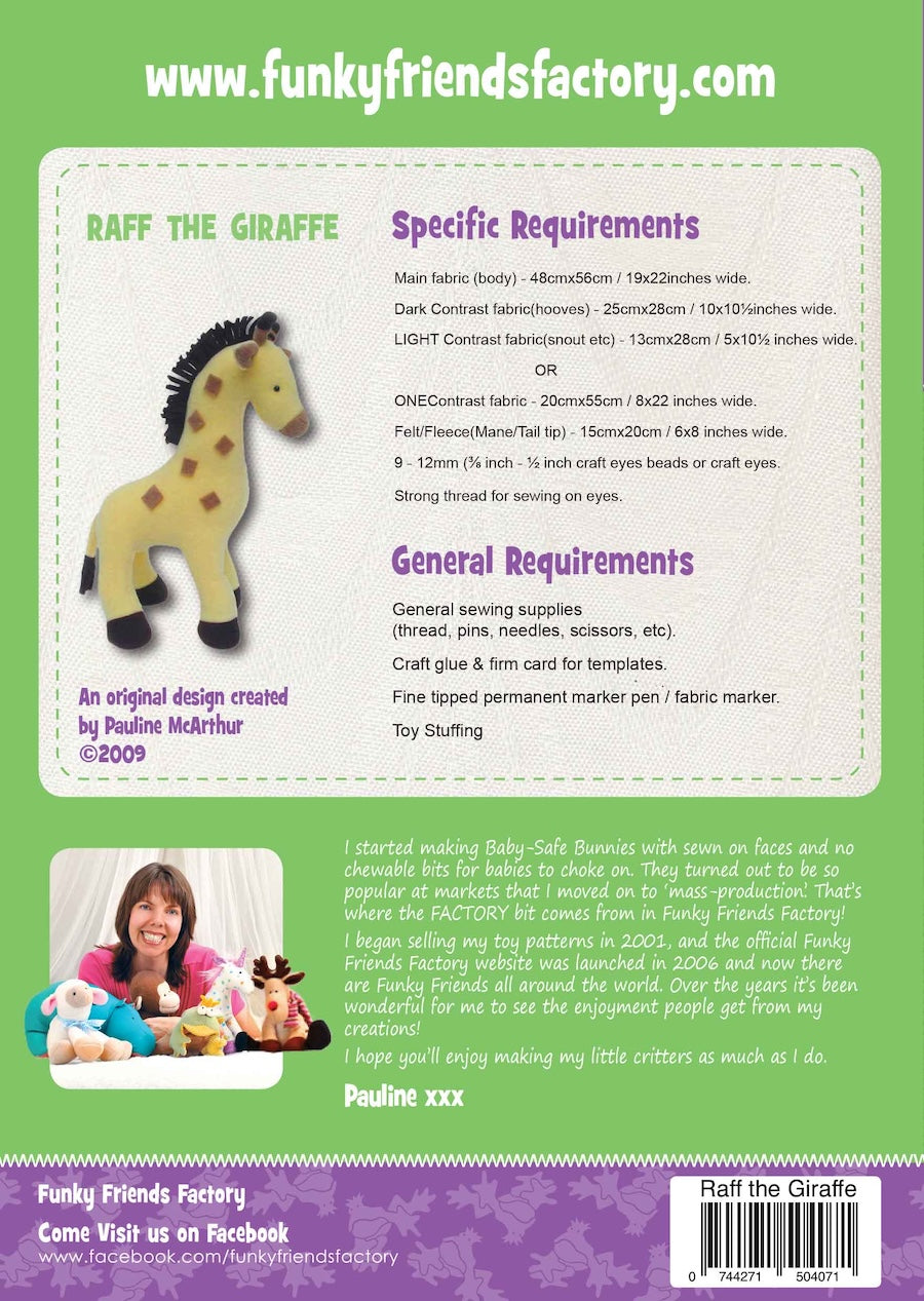 Funky Friends Raff The Giraffe Pattern – Escape & Create