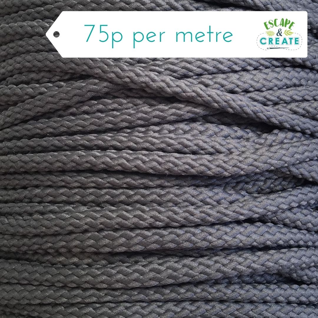 Drawstring Cord 5mm Dark Grey – Escape & Create