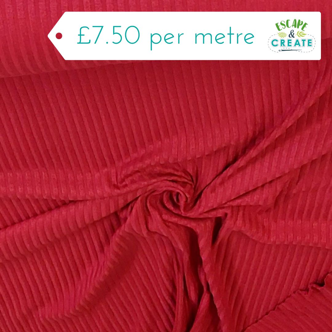 REMNANT Jersey Rib Knit in Red (135cm wide x 165cm) – Escape & Create
